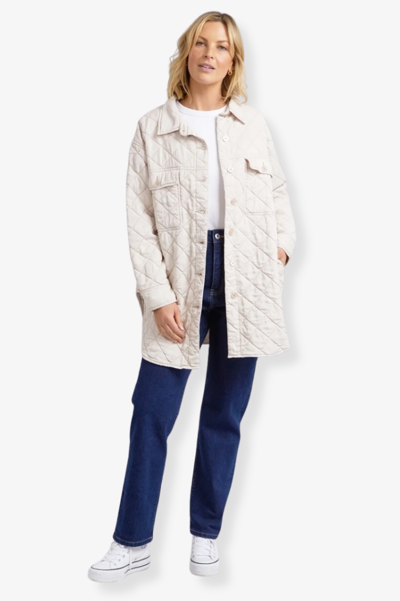 Shop Elm - Katie Quilted Shacket - Oat | milk + ginger – Milk + Ginger