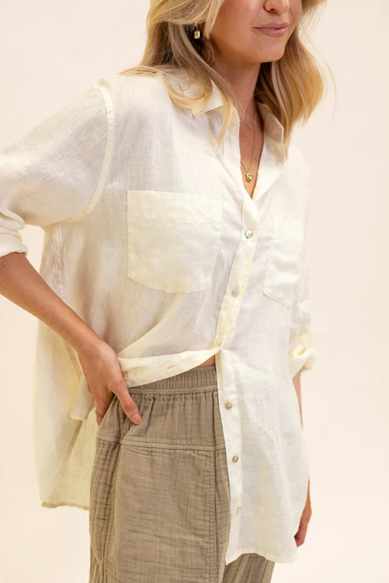 Buy HUT - The Boyfriend Linen Shirt - Ivory Brulee online at milk ...