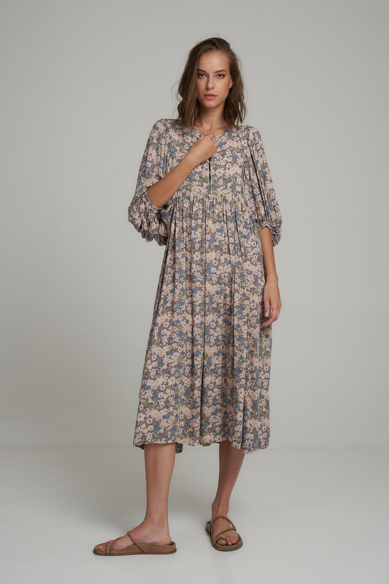 Shop Lilya - November Dress - Floral Blue | milk + ginger – Milk + Ginger
