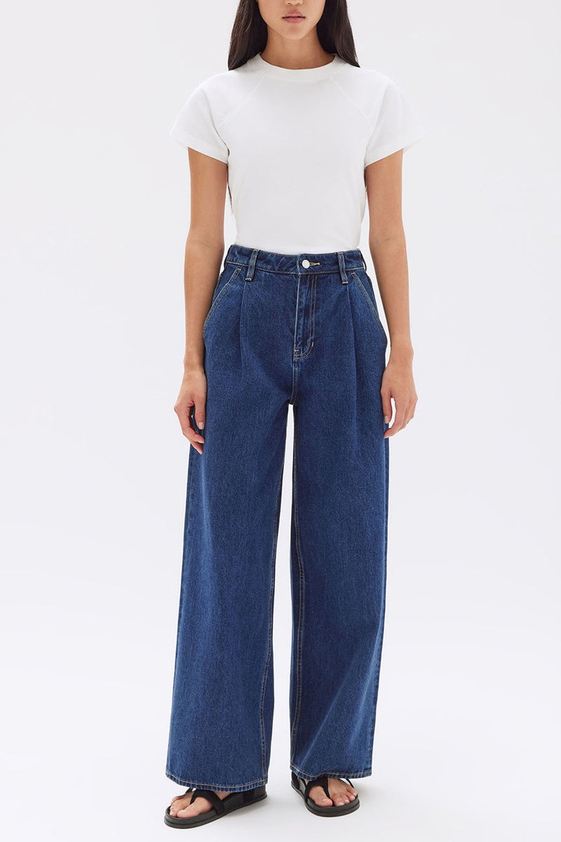 Shop Assembly Label - Slack Pleat Wide Leg Jean - Heritage Blue | milk ...