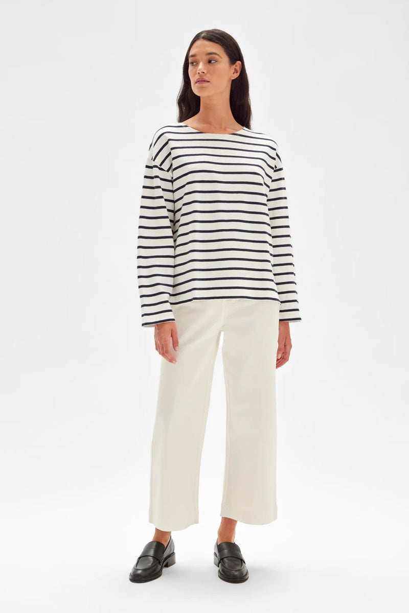 Shop Assembly Label - Bateau Long Sleeve Tee - True Navy Stripe | milk ...