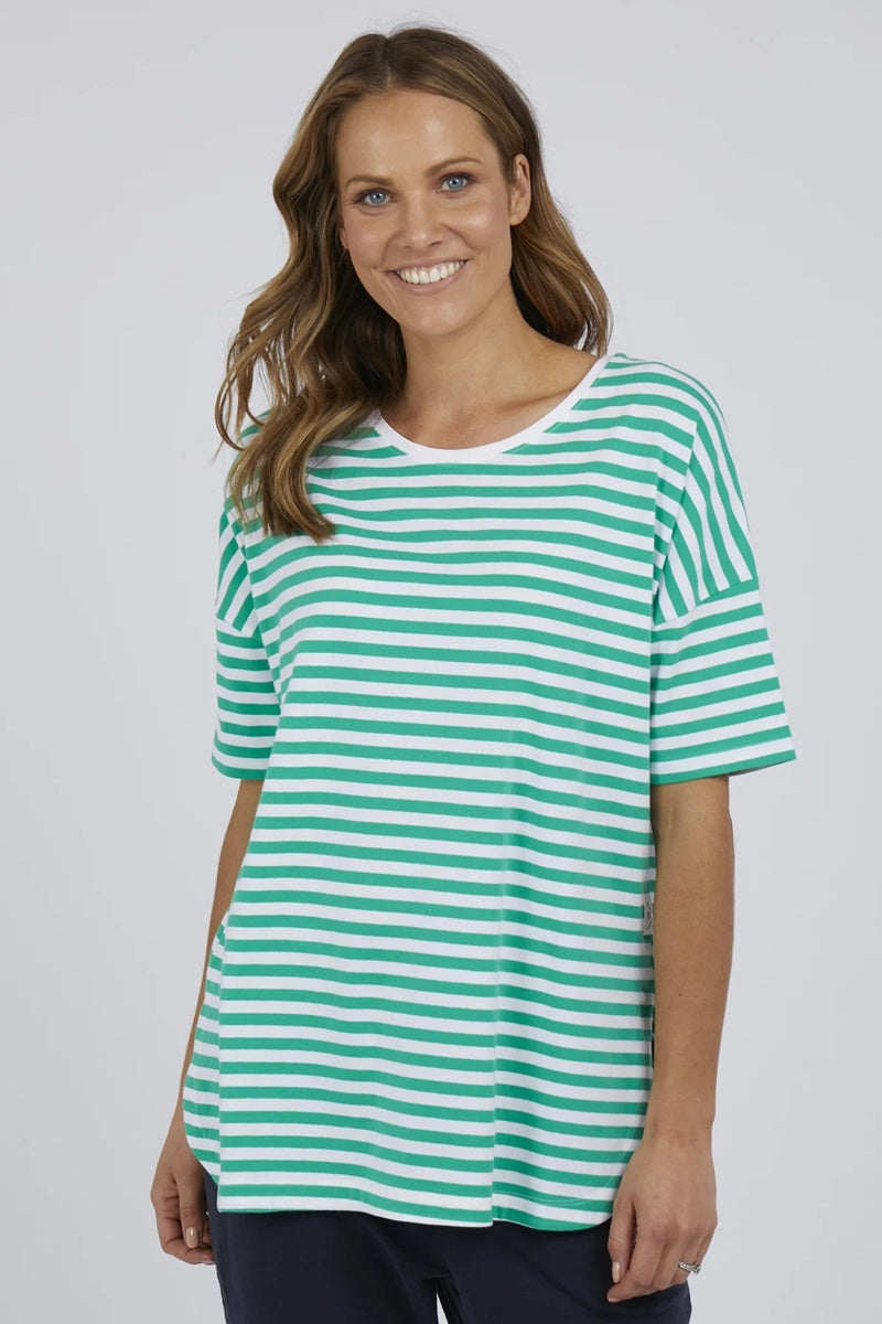 Shop Elm - Lauren Stripe Tee - Green & White | milk + ginger – Milk ...