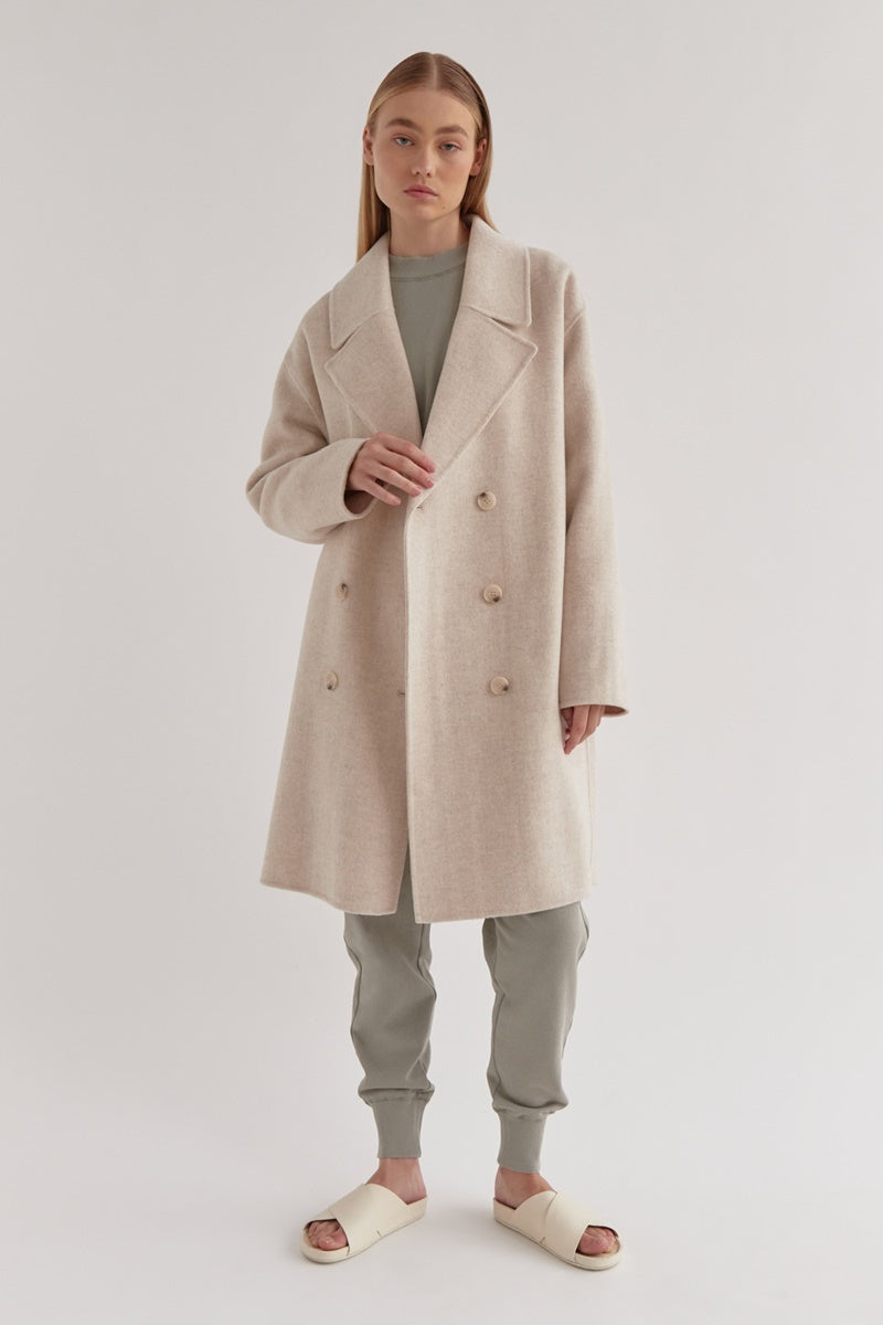 Shop Assembly Label - Double Breasted Wool Coat - Oat | milk + ginger ...