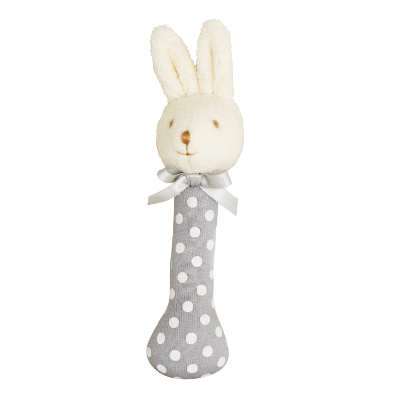 Shop Alimrose - Bunny Stick Rattle - Grey White Spot | milk + ginger ...