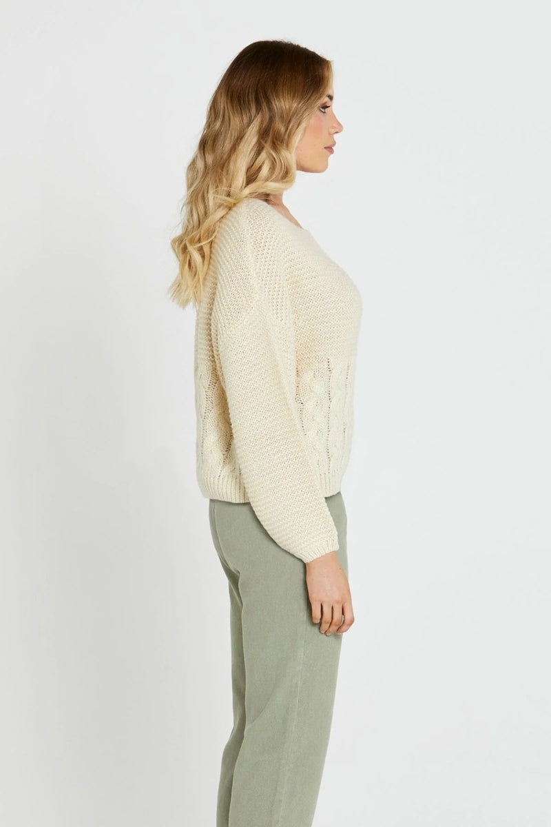 Shop Sass - Erin Cable Knit Jumper - Cream | milk + ginger – Milk + Ginger