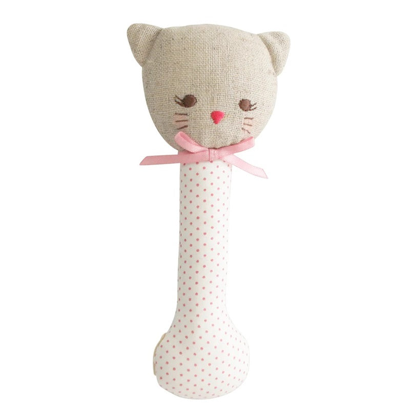 Shop Alimrose - Kitty Stick Rattle - Spot Pink | milk + ginger – Milk ...